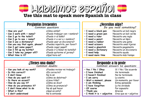 Spanish KS3 -Target language mat | Teaching Resources Spanish KS3 -Target language mat | Teaching Resources