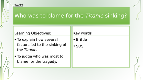 Year 8/9: Who was to blame for the Titanic? | Teaching Resources