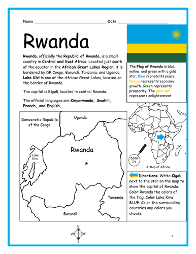 RWANDA - Introductory Geography Worksheet | Teaching Resources
