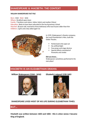 Macbeth Context (Detailed) | Teaching Resources
