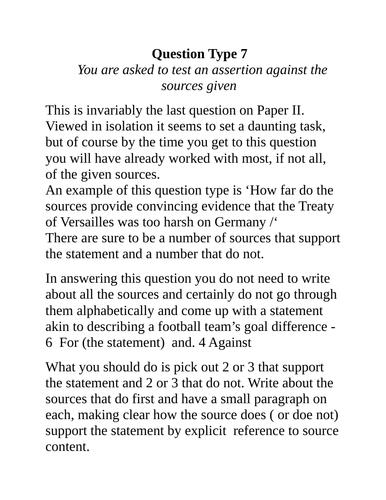 Source Work Question 6 History IGCSE | Teaching Resources