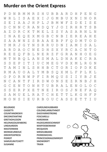 Murder on the Orient Express Word Search | Teaching Resources