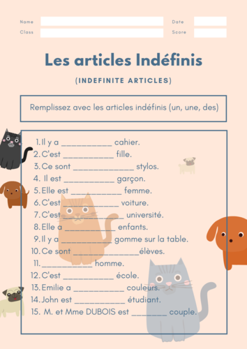 Les articles indéfinis / définis et démonstratif | Teaching Resources