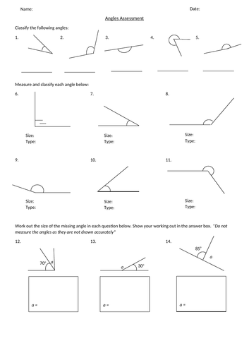 Primary Angles Assessment | Teaching Resources