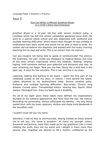 Edexcel Language Paper 2 Question 1 (retrieval) Practice Booklet ...