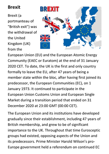 Brexit Handout | Teaching Resources