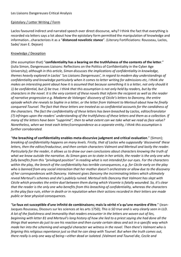 Les Liaisons Dangereuses Critical Analysis | Teaching Resources