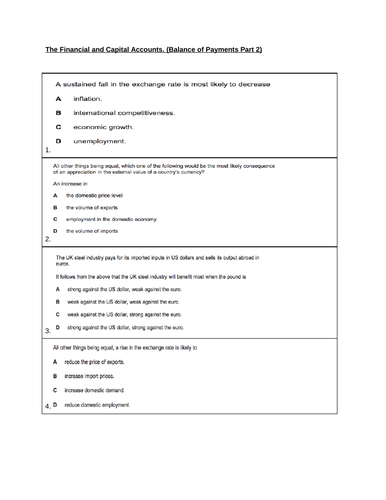 Economics: The Current Account (NEW SPEC) - Edexcel | Teaching Resources