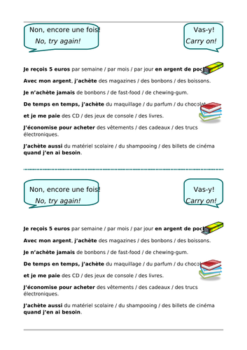 L'argent de poche - Pocket money - Year 7 - Year 8 - French | Teaching ...