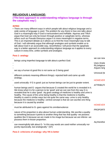 OCR RELIGIOUS STUDIES-Religious Language ESSAY PLANS | Teaching Resources OCR RELIGIOUS STUDIES-Religious Language ESSAY PLANS | Teaching Resources