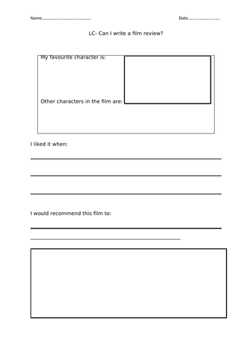 film review sheet | Teaching Resources