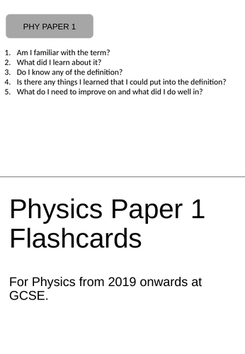 GCSE Physics Paper 1 Flashcards: AQA | Teaching Resources GCSE Physics Paper 1 Flashcards: AQA | Teaching Resources