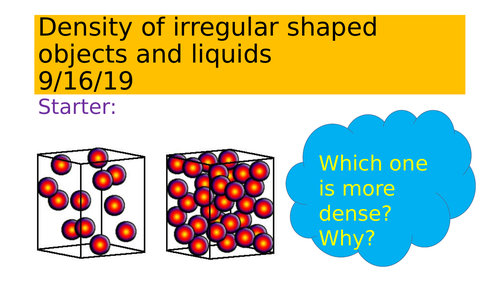 Density Of Irregular Objects And Liquids Teaching Resources