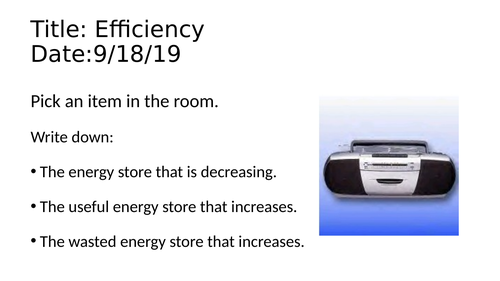 Efficiency - KS3 Physics / Science | Teaching Resources