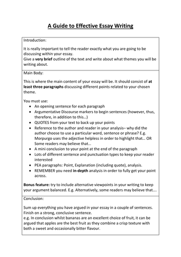 A guide to efffective essay writing | Teaching Resources