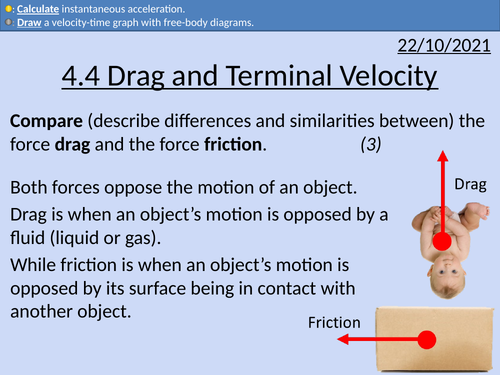 OCR AS level Physics: Drag and Terminal Velocity | Teaching Resources