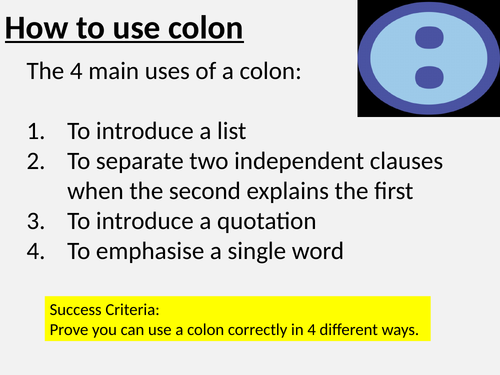 How to use a colon | Teaching Resources
