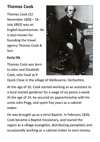 Thomas Cook Handout | Teaching Resources