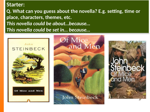Of mice and men lesson scheme Year 9 | Teaching Resources