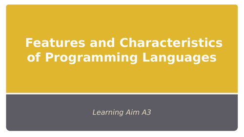 Btec National Level 3 IT Unit 4 Programming: Learning Aim A3 | Teaching ...