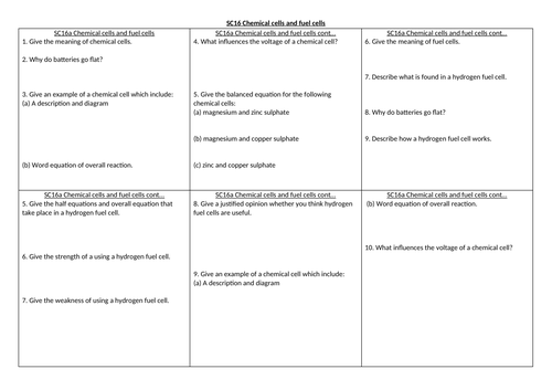 EDEXCEL GCSE Chemistry SC16 revision summary sheet | Teaching Resources EDEXCEL GCSE Chemistry SC16 revision summary sheet | Teaching Resources