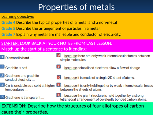 GCSE EDEXCEL Science 9-1 - Chemistry - CC7c Properties of metals ...