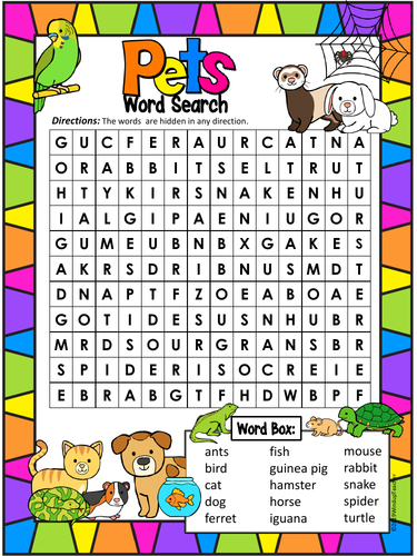 Pet Word Search - Hard | Teaching Resources