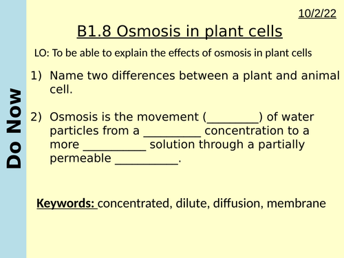 B1.8 Osmosis in Plant Cells AND Osmosis required practical (AQA ...