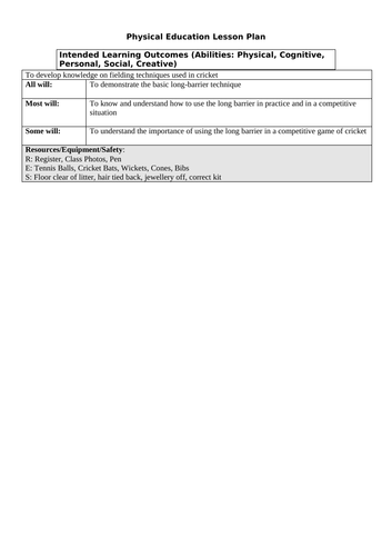 Cricket - Fielding and Long Barrier | Teaching Resources Cricket - Fielding and Long Barrier | Teaching Resources