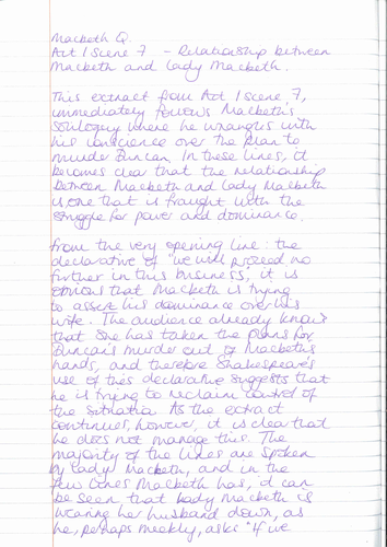 EXEMPLAR RESPONSE: AQA Style English Literature 1 - Macbeth - Act 1 ...