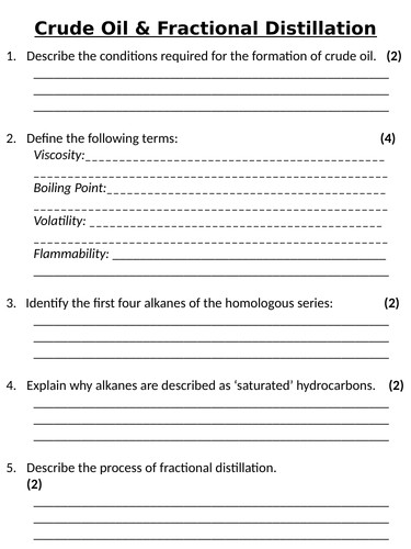 NEW AQA GCSE (2016) Chemistry - Crude Oil & Fractional Distillation ...
