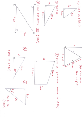 Pythagoras and trigonometry starter questions | Teaching Resources