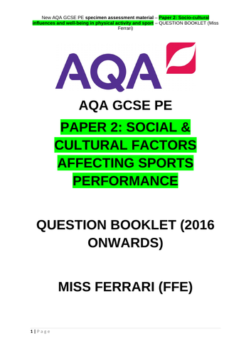 Over 200 GCSE PE Paper 2: official questions and answers | Teaching ...