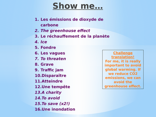 Planète en danger- Environment- AQA GCSE French 7.1H | Teaching Resources