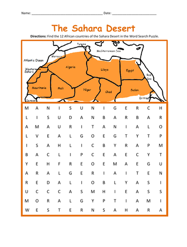 THE SAHARA DESERT Word Search Puzzle | Teaching Resources