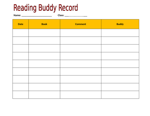 Reading Buddy/Parent Reader record sheets | Teaching Resources
