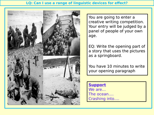 Creative wririntg- describe/ narrate- GCSE /KS3- War image- rated ...