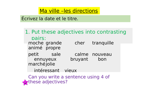 French Ma ville les directions directions | Teaching Resources