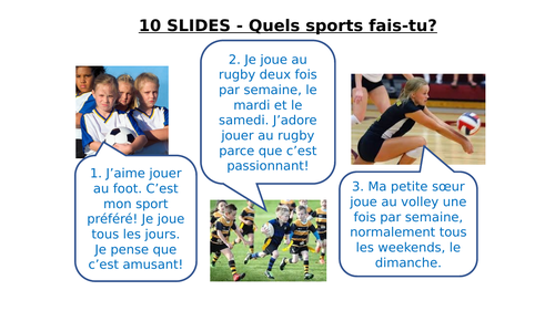 French 10 SLIDES FAIRE Sports | Teaching Resources