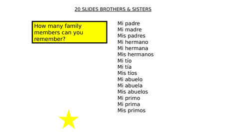 SPANISH 20 SLIDES BROTHERS & SISTERS | Teaching Resources