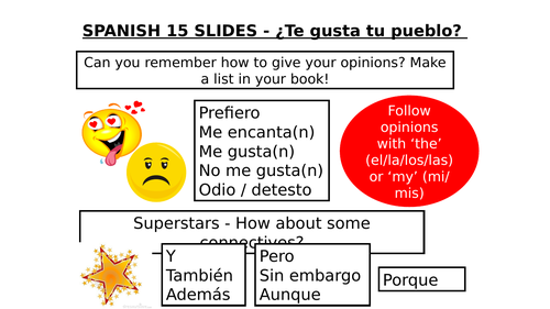 SPANISH 15 SLIDES - ¿Te gusta tu pueblo? | Teaching Resources