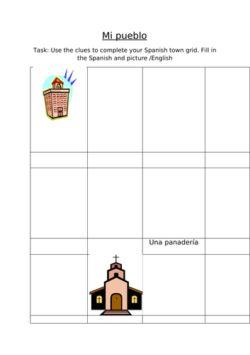 SPANISH TOWN Mi pueblo WORKSHEET. | Teaching Resources