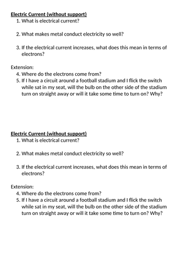 AQA GCSE Electricity Lesson 02 - Current, Charge and Q=Ixt | Teaching ...
