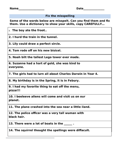 Year 3/4 spelling work suffixes and misspellings | Teaching Resources