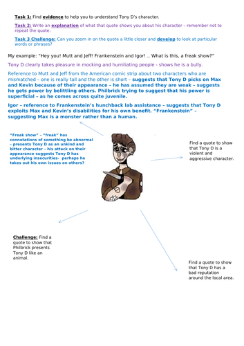 Lesson 4 Freak the Mighty - analysis of Tony D Chapter 6. | Teaching ...