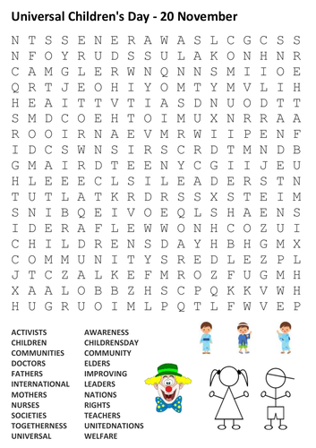 Universal Children's Day Word Search | Teaching Resources