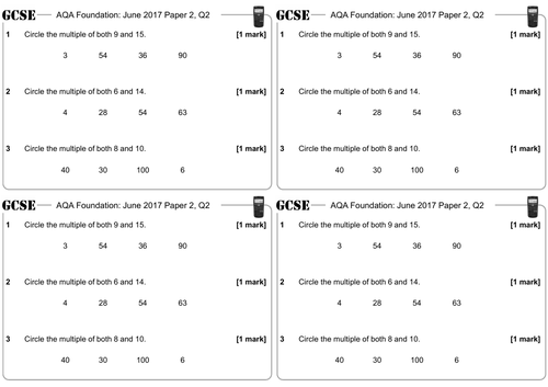 Multiples - GCSE Questions - Foundation - AQA | Teaching Resources Multiples - GCSE Questions - Foundation - AQA | Teaching Resources