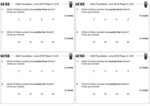 Factors - GCSE Questions - Foundation - AQA | Teaching Resources Factors - GCSE Questions - Foundation - AQA | Teaching Resources