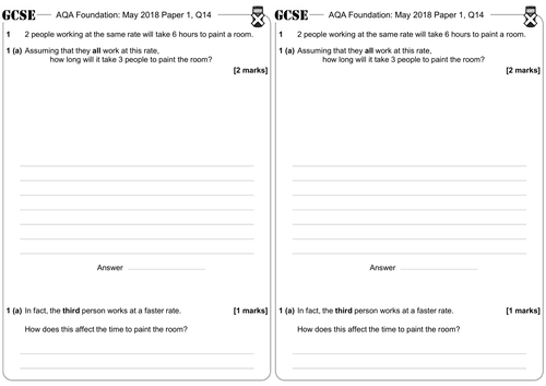 Man-Hours - GCSE Questions - Foundation - AQA | Teaching Resources
