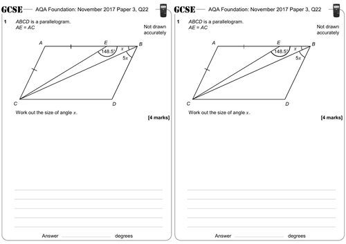 Angles Around Parallel Lines - GCSE Questions - Foundation - AQA ... Angles Around Parallel Lines - GCSE Questions - Foundation - AQA ...